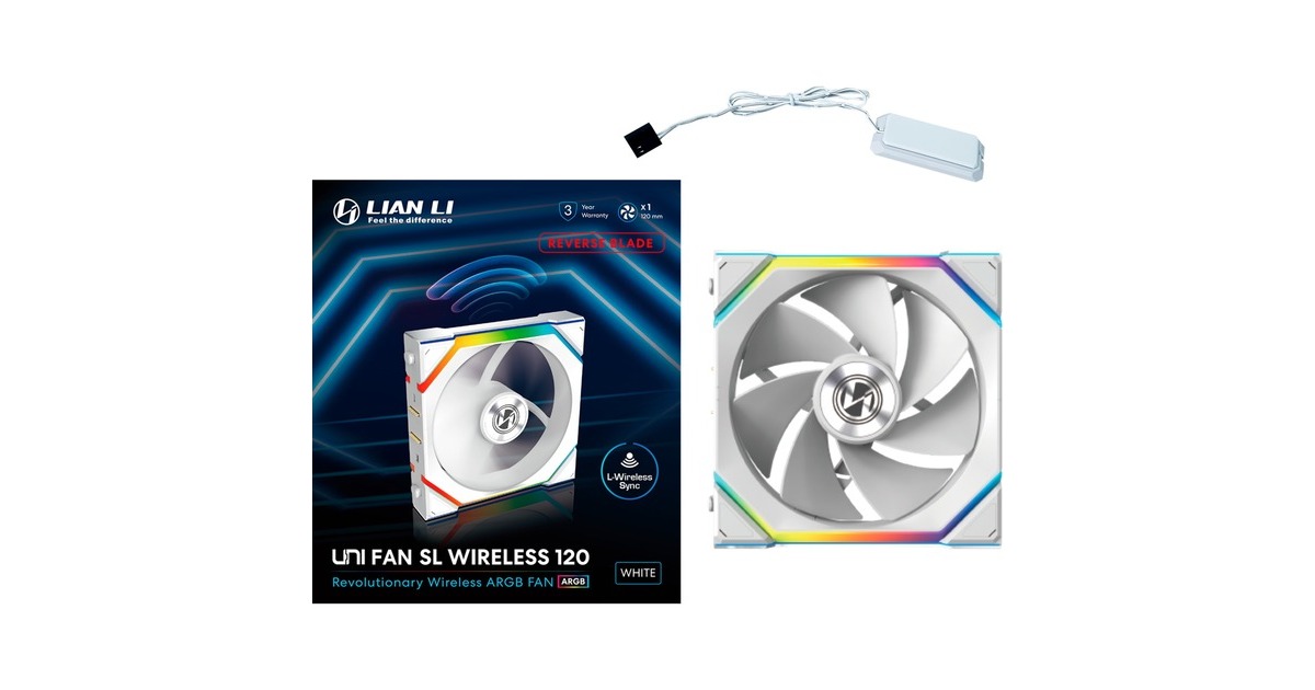 Lian Li UNI FAN SL120 Wireless Reverse Blade case fan Wit, 4-pin PWM ...