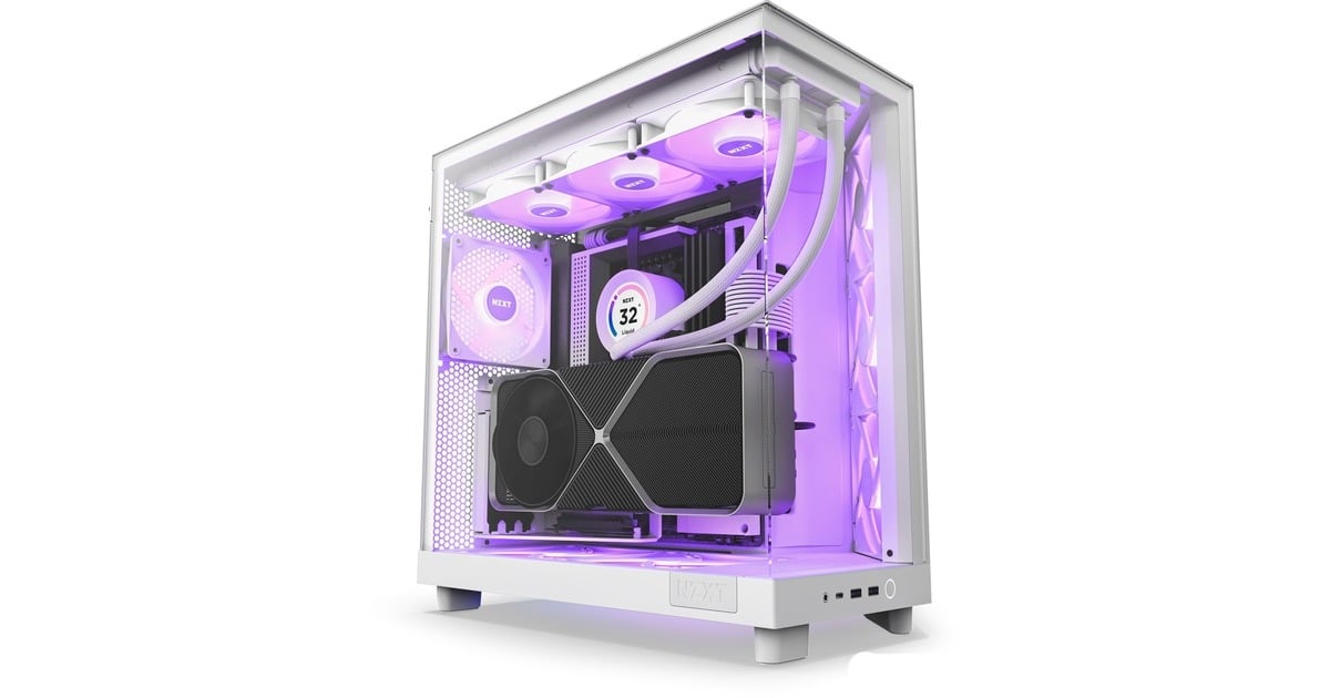 NZXT H6 Flow RGB midi tower behuizing Wit | 2x USB-A | 1x USB-C | RGB ...
