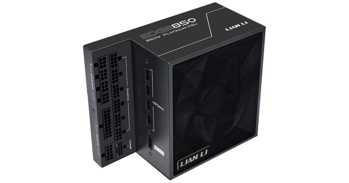 Lian Li EDGE 850 modulaire 850 watt voeding Zwart, 1x 12V-2x6, 3x PCIe ...