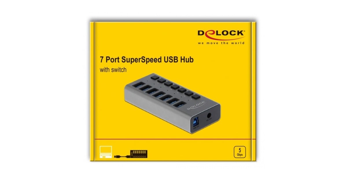 DeLOCK Externe SuperSpeed USB-hub met 7 poorten