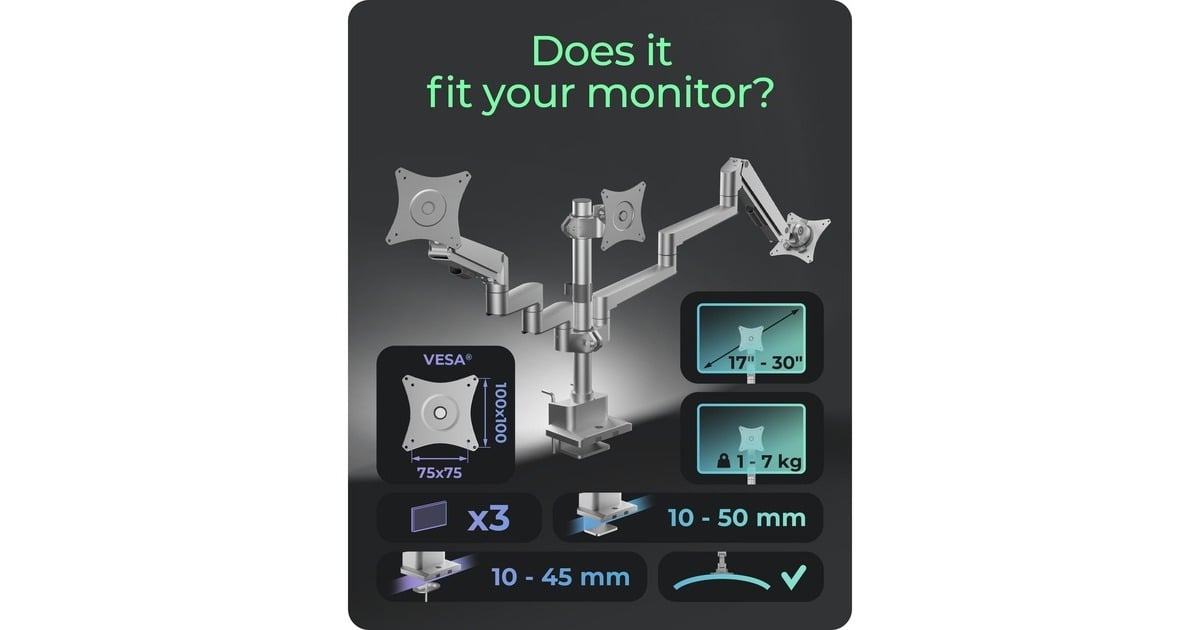 ICY BOX IB-MS525-T monitorarm Grijs