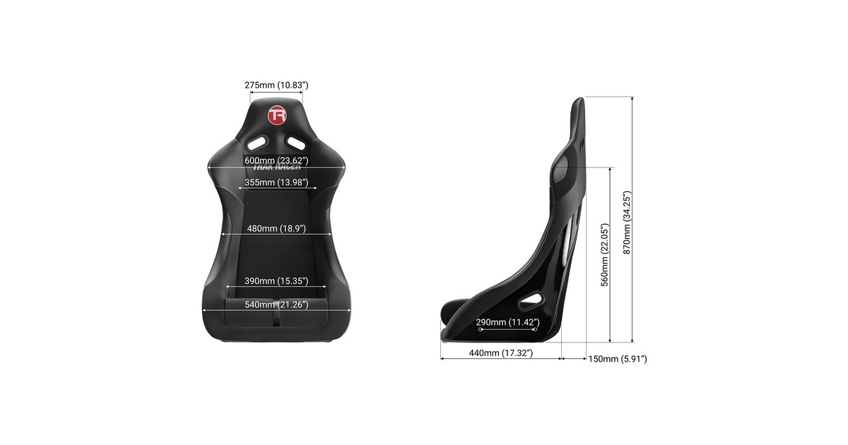 Trak Racer Rally Style Fixed Fiberglass Seat racestoel Zwart