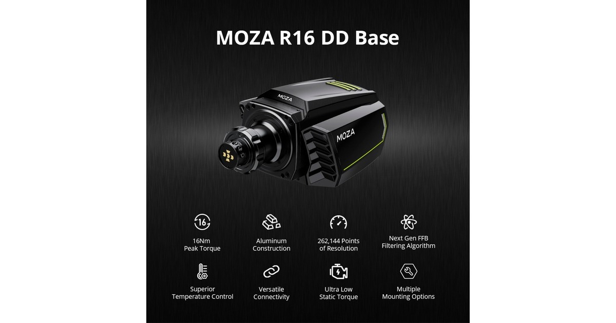 MOZA Racing R16 stuurbasis Zwart Outlet