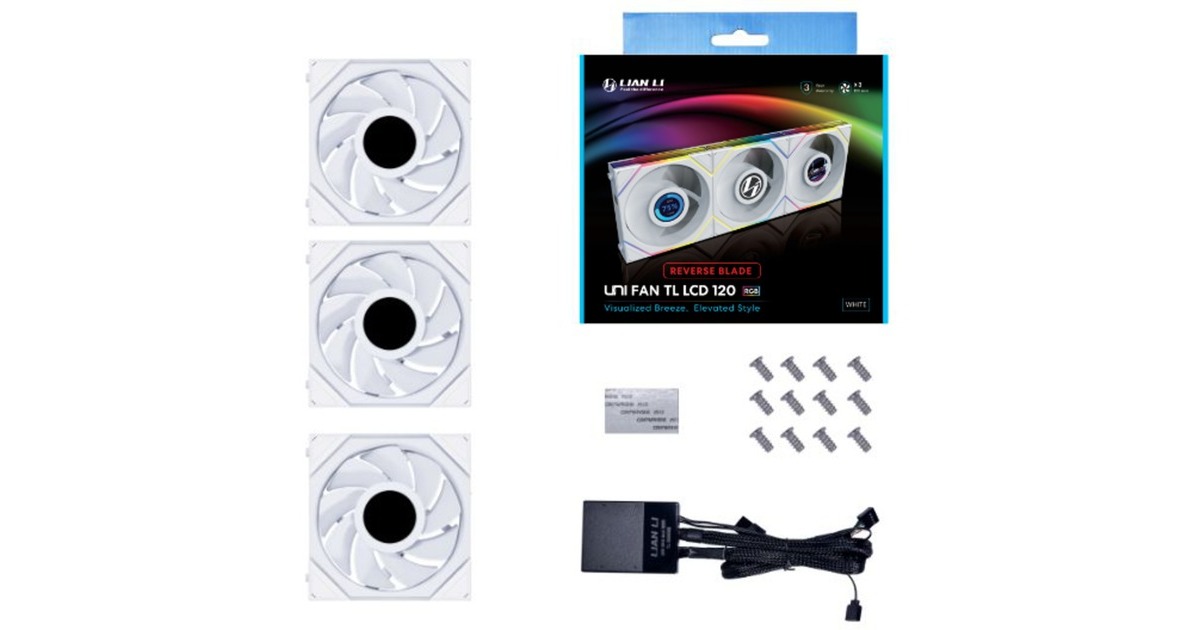 Lian Li UNI FAN TL-LCD120 Reverse White Triple Pack case fan Wit, 4-pin ...