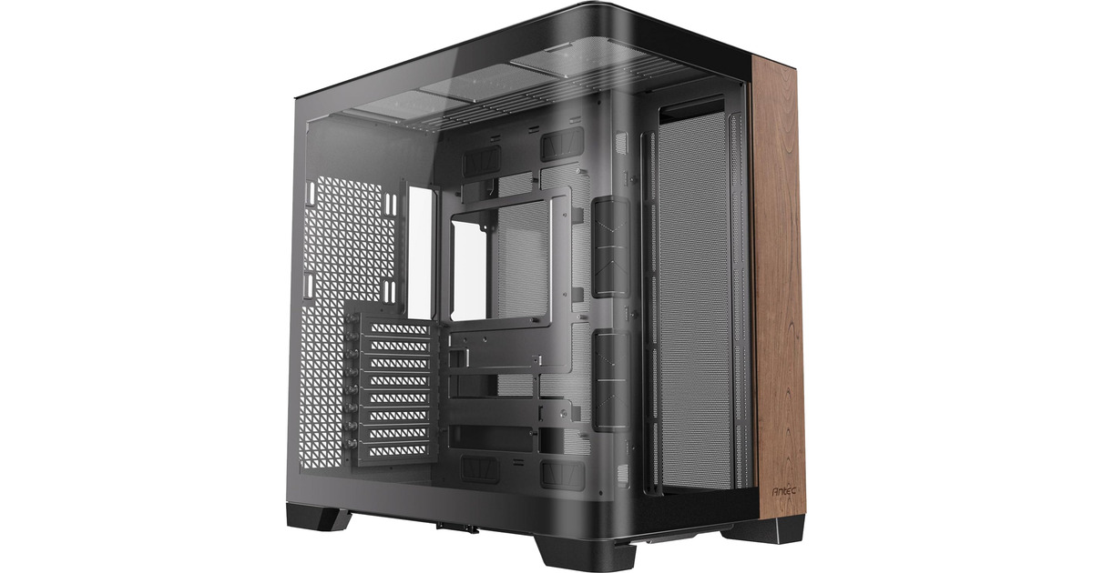 Antec C8 Curve Wood midi tower behuizing Zwart/houtkleur | 2x USB-A | 1x USB-C | Tempered Glass