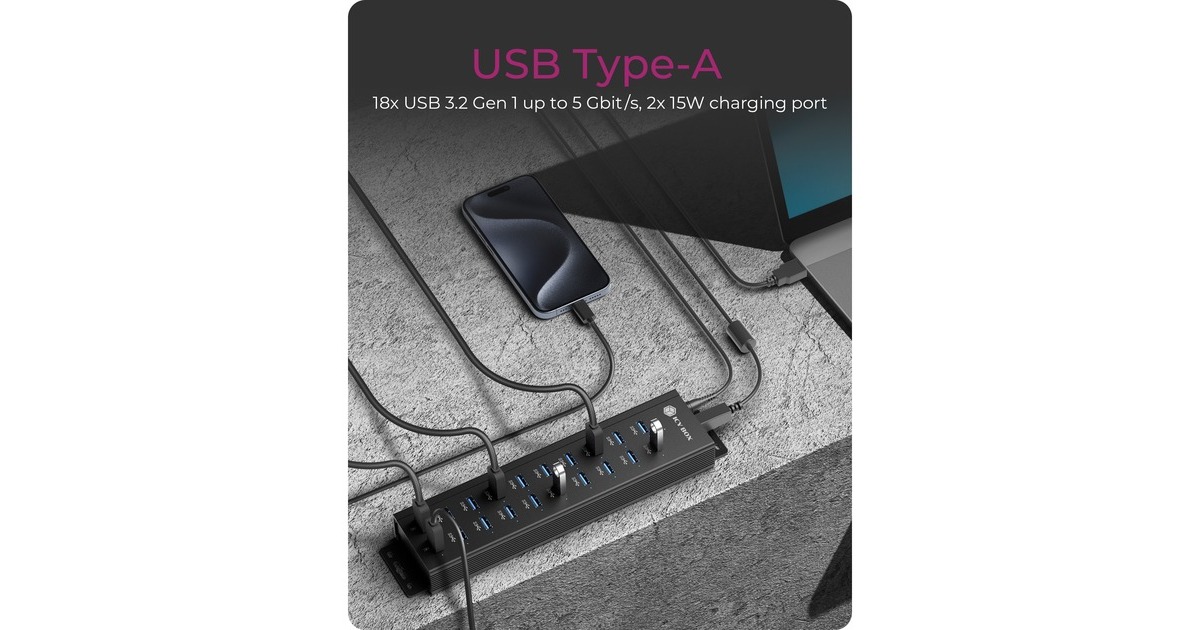 ICY BOX IB-HUB 1720-U3 usb-hub Zwart