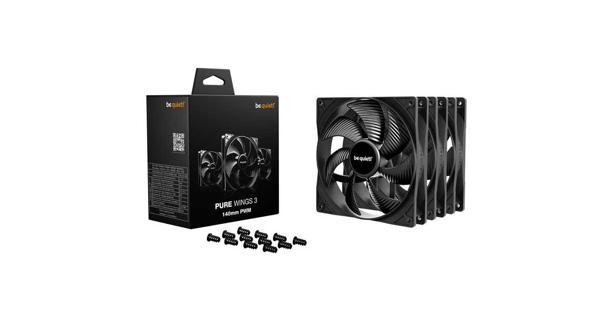 be quiet! Pure Wings 3 case fans Zwart, 3 stuks, 140 x 140 x 25 mm, PWM