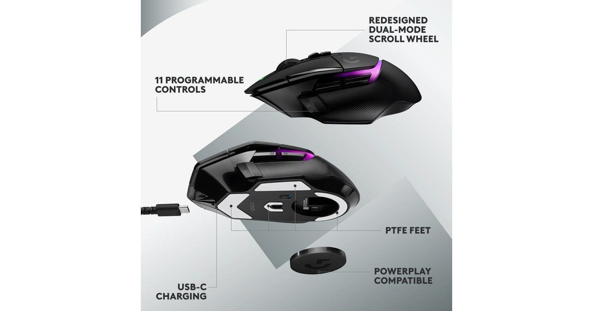 Logitech G G502 X PLUS LIGHTSPEED gaming muis Zwart, 100 - 25.600 dpi ...