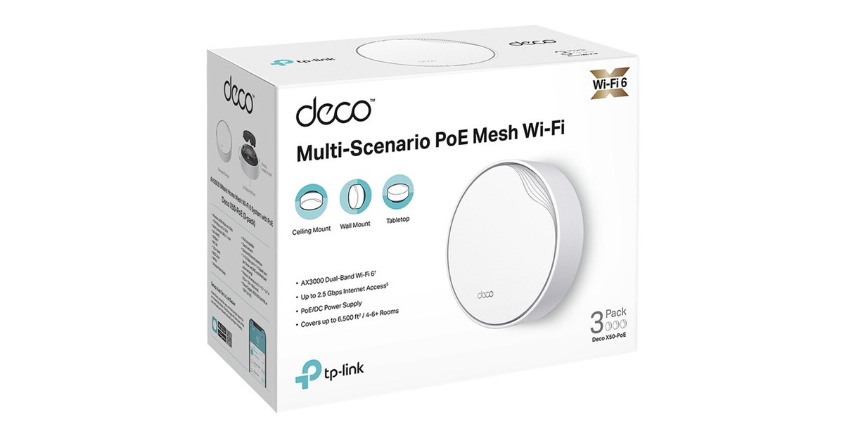 TP-Link Deco X50-POE (3-Pack) mesh router Wit, 3 stuks