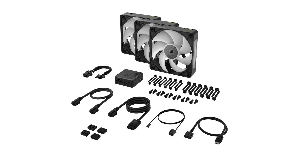 Corsair RX120 MAX RGB case fans Zwart, 3 stuks, 120 x 120 x 30 mm, PWM
