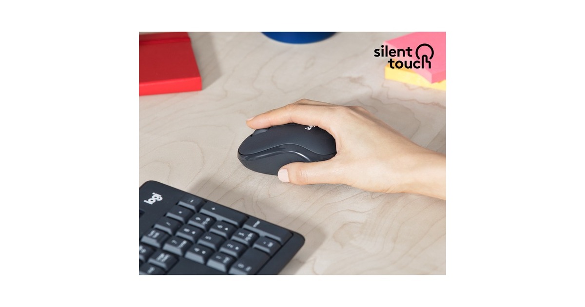 Logitech MK295 Silent Wireless, desktopset Donkergrijs, BE Lay-out