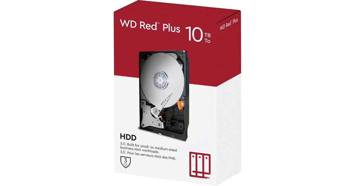WD Red Plus, 10 TB harde schijf WD101EFBX, SATA 600, 24/7, AF