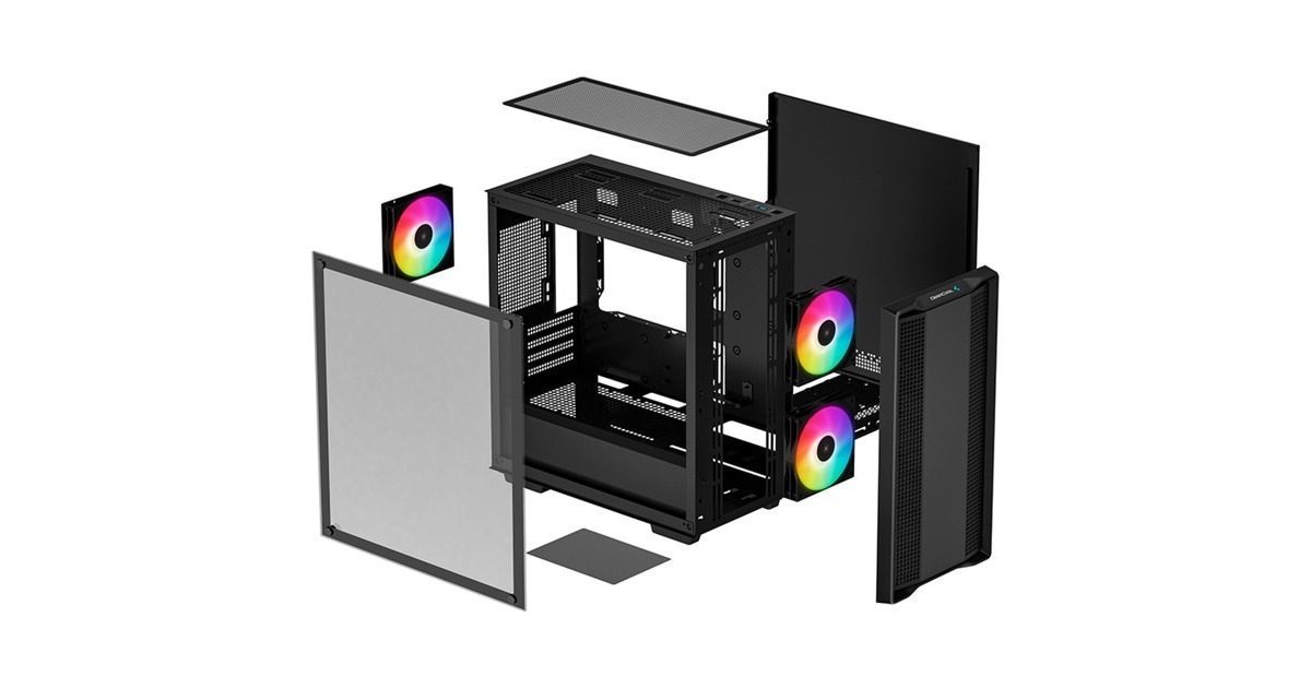 Deepcool CC360 ARGB mini tower behuizing Zwart | 2x USB-A | RGB | Window