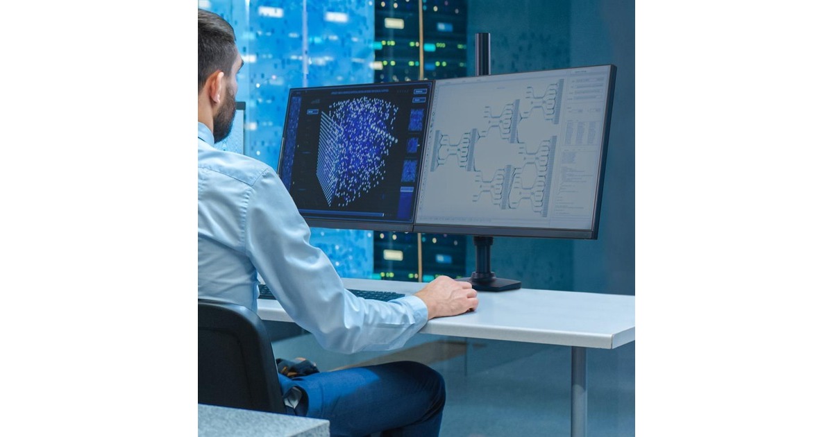 Ergotron LX Dual Stacking monitorarm met hoog statief Zwart