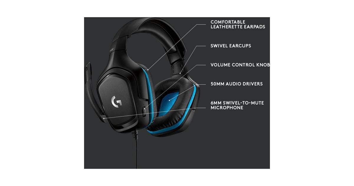 Logitech G G432 7.1 Surround Sound Wired over-ear gaming headset Zwart ...