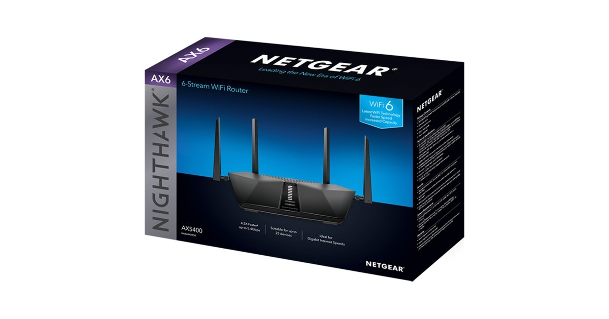 NETGEAR Nighthawk AX6 6-Stream AX5400 WiFi Router Zwart