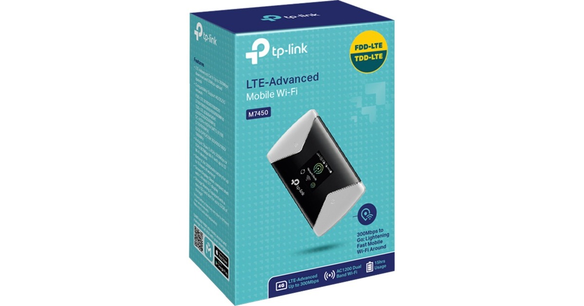 TP-Link 300Mbps LTE-Advanced Mobiele Wifi M7450 wlan lte router Zwart ...