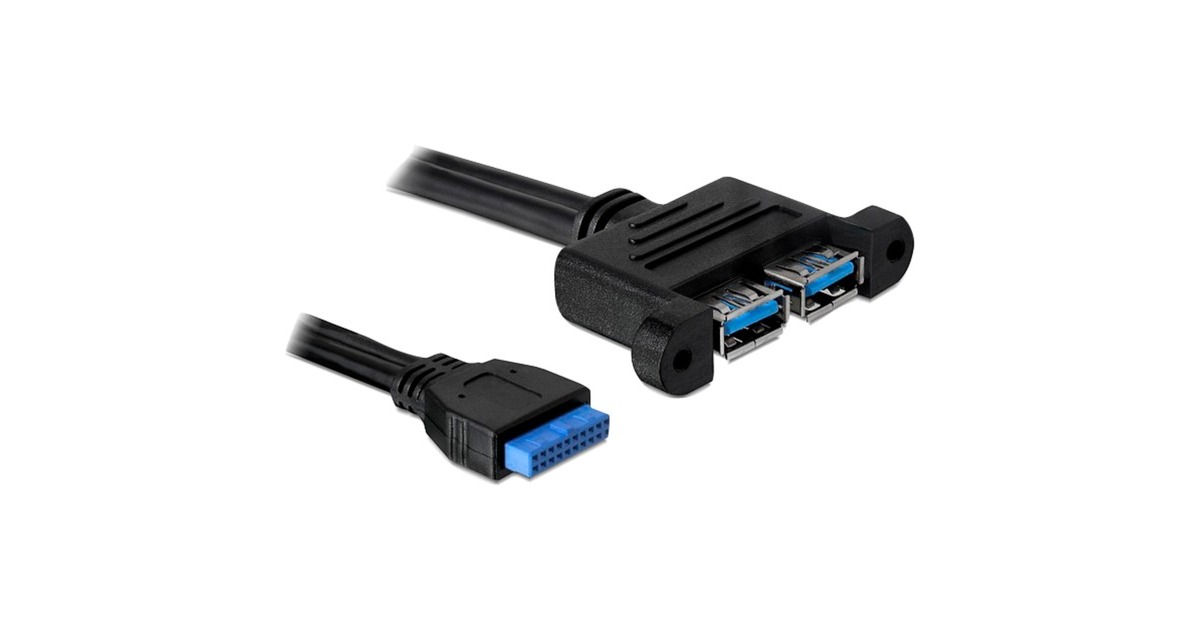 DeLOCK USB 3.0 pin header female > 2 x USB 3.0-A female parallel kabel ...