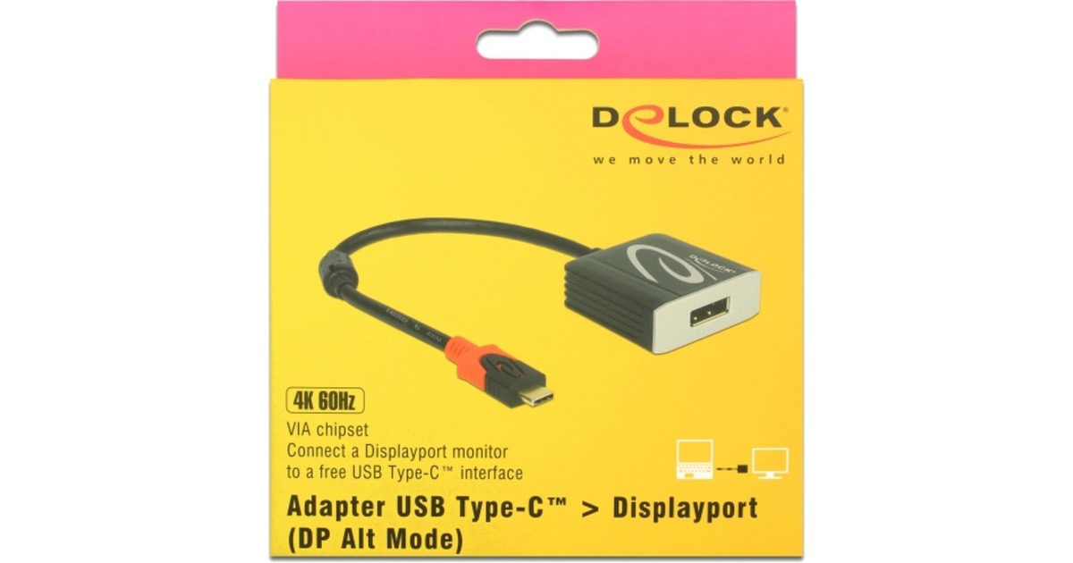 DeLOCK USB-C male > DisplayPort female (DP Alt Mode) adapter Zwart, 0,2 ...