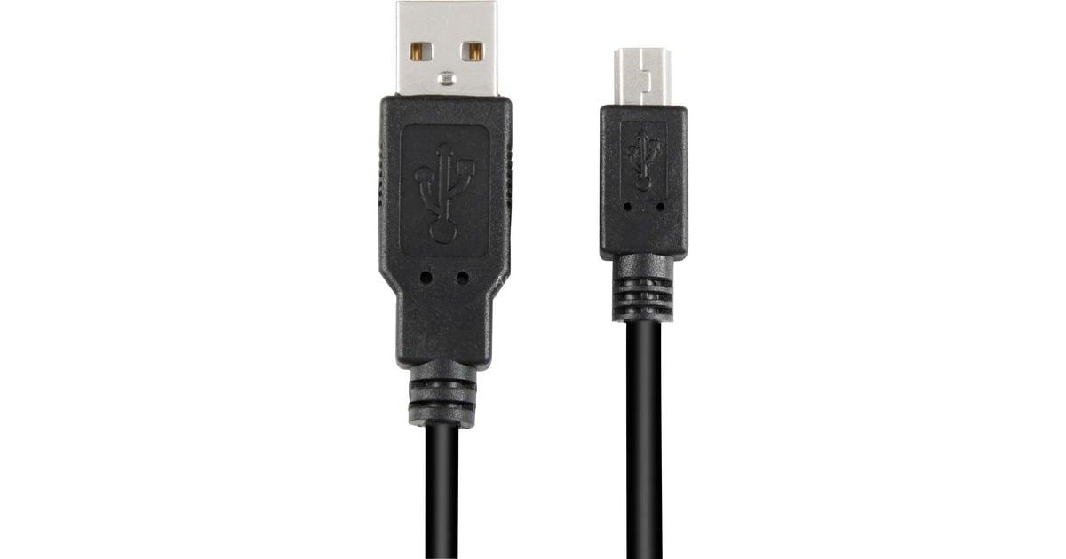 Sharkoon USB-A 2.0 > Mini USB-B kabel Zwart, 2 meter, Dubbele afscherming