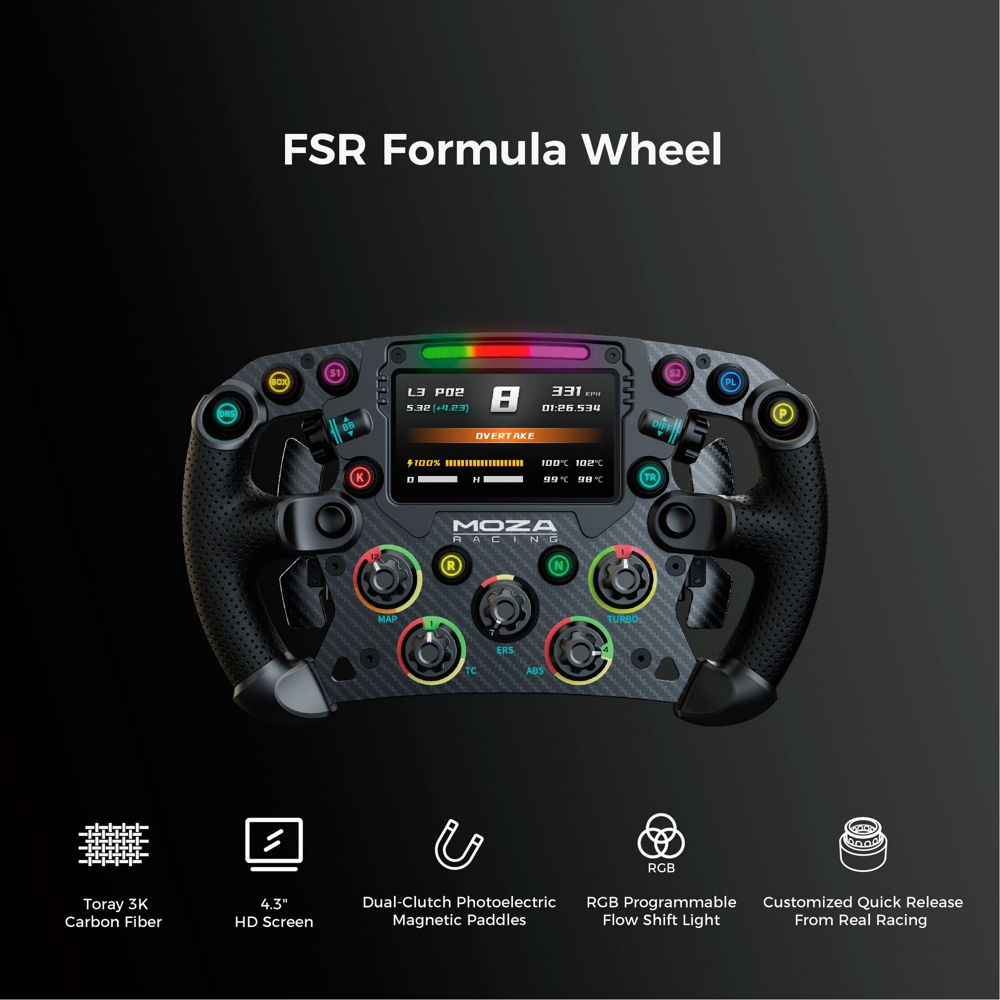 MOZA Racing FSR Formula stuur add-on Zwart