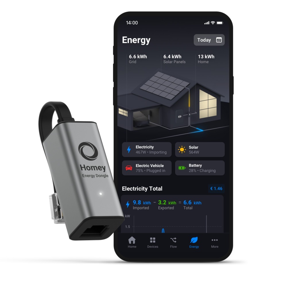 Homey Energy Dongle energiebesparing Grijs, P1, USB-C, Wi-Fi 6 ...
